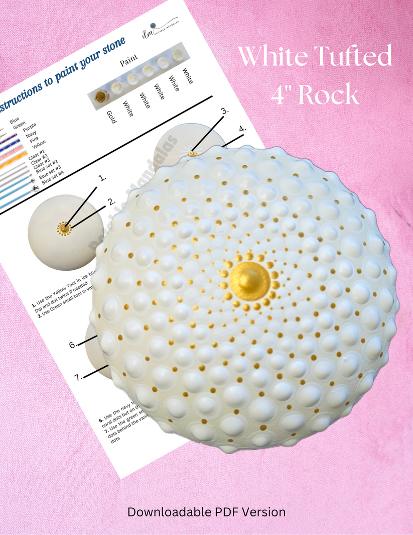 White Tufted 4" Rock Dot-Painting Pattern-Download Version – Dotable ...