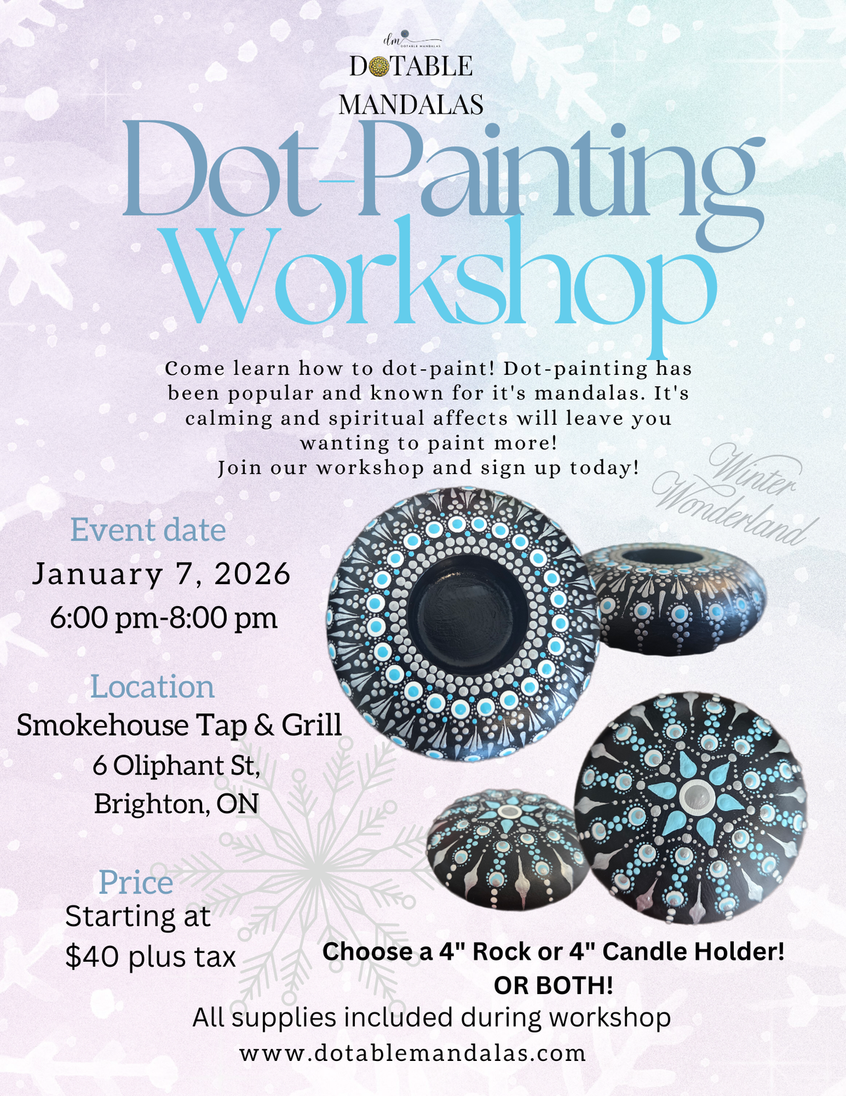 Brighton-Snowflake or Winter Wonderland Dot-Painting Workshop – Dotable ...